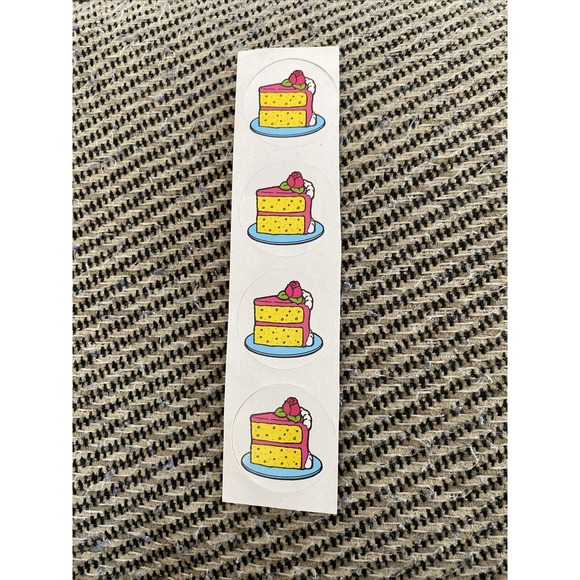 Scholastic | Design | 4 Vintage Scholastic Strawberry Cake Stickers Htf ...